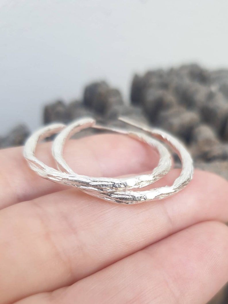 Silver Hoop Earrings. Textured Hoop Earrings. Light Earrings. - Etsy