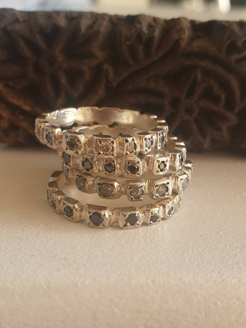 Eternity Solid sterling silver ring with diamonds. Diamond | Etsy