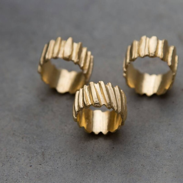 Rustic Gold Rings - Etsy