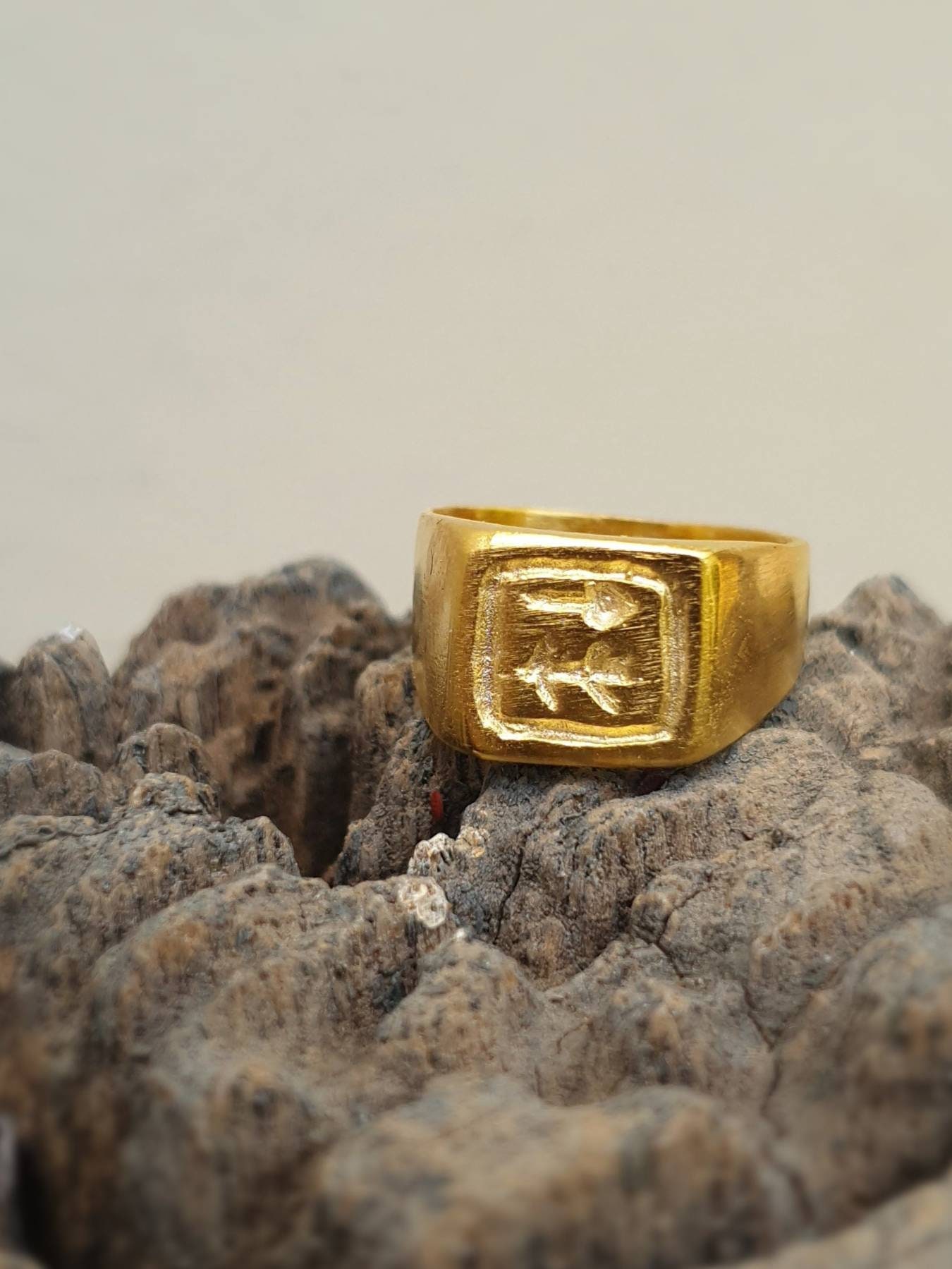 Gold Pinky Ring. Seal Ring. Signet Ring. Stamp Ring. Gold - Etsy Israel