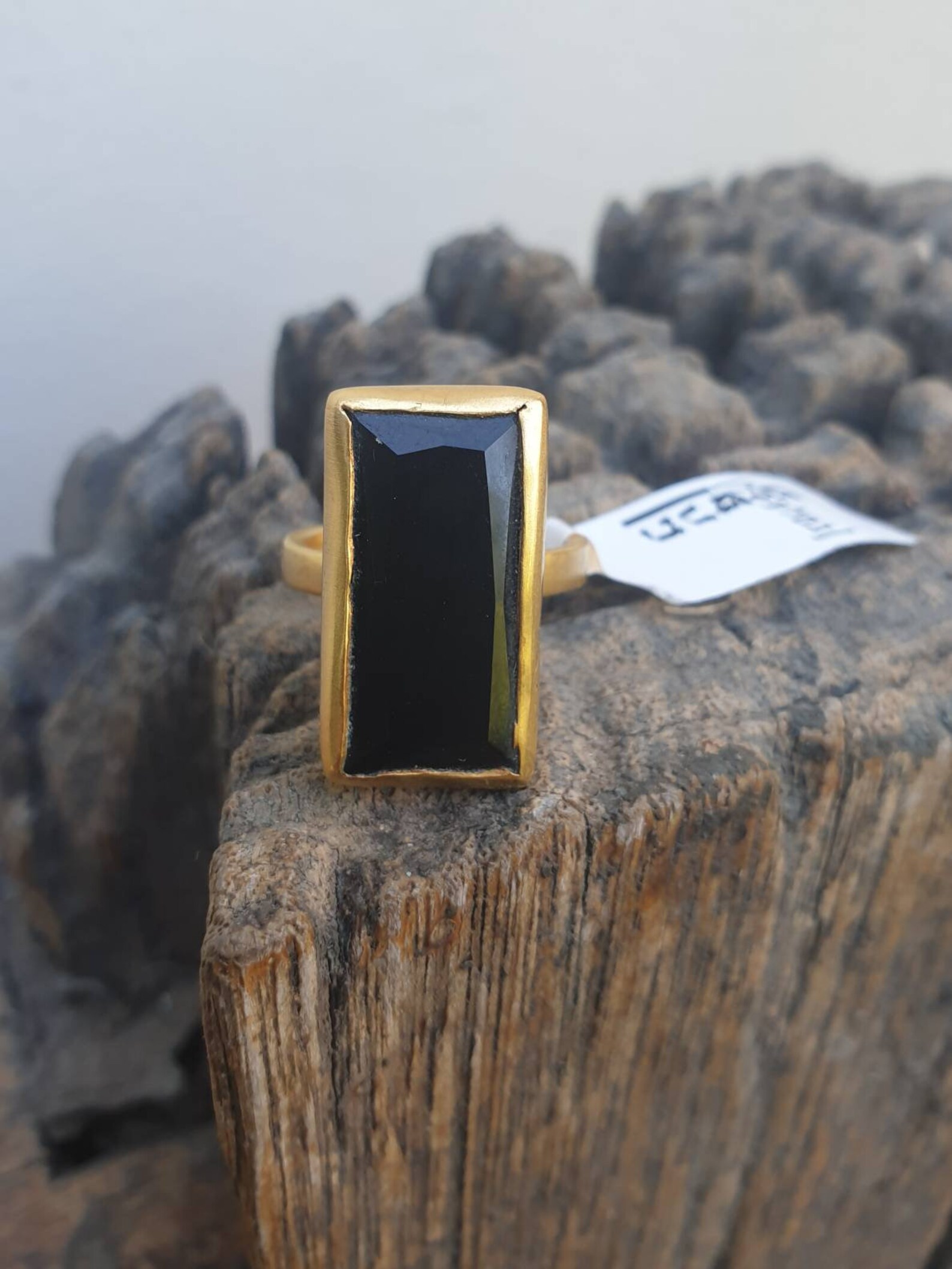 Black Onyx Ring Rectangle Ring. Rectangular Gold Ring. - Etsy