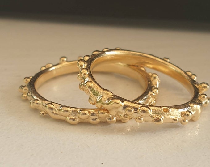 Gold Dots Band. Bubbles Ring Thin Band. Caviar Ring Band. Stucking Ring ...