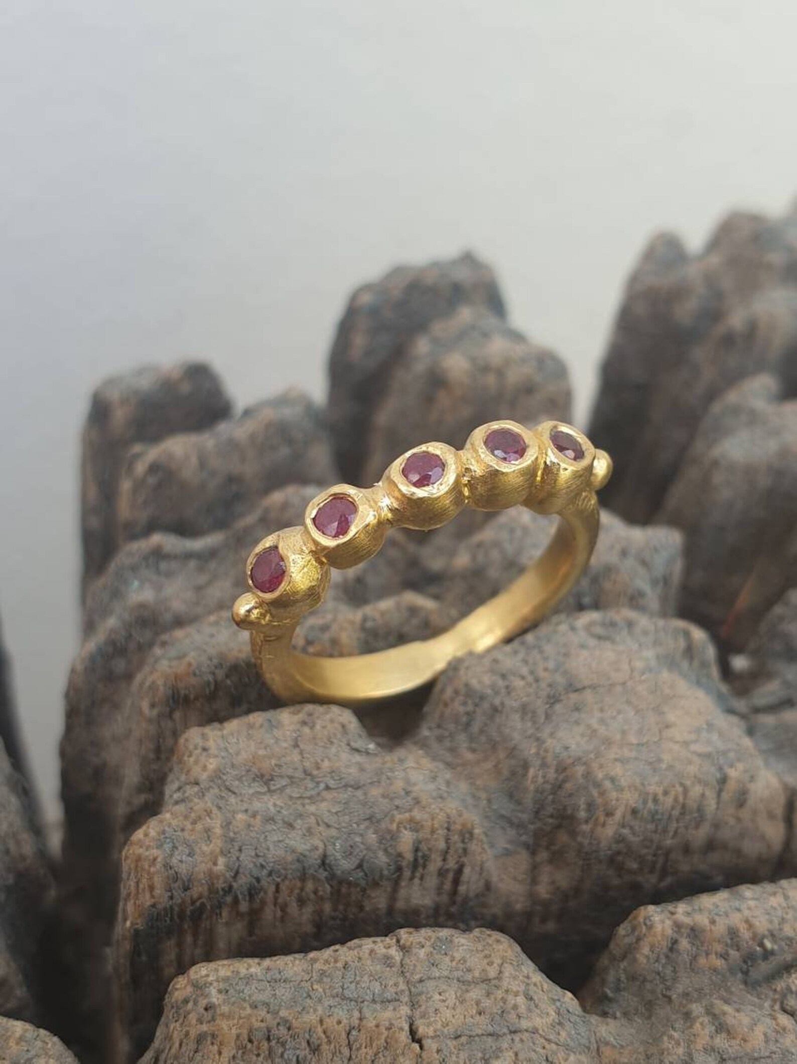 Gold rubies ring. Ruby ring. Gold ruby band ring. July | Etsy