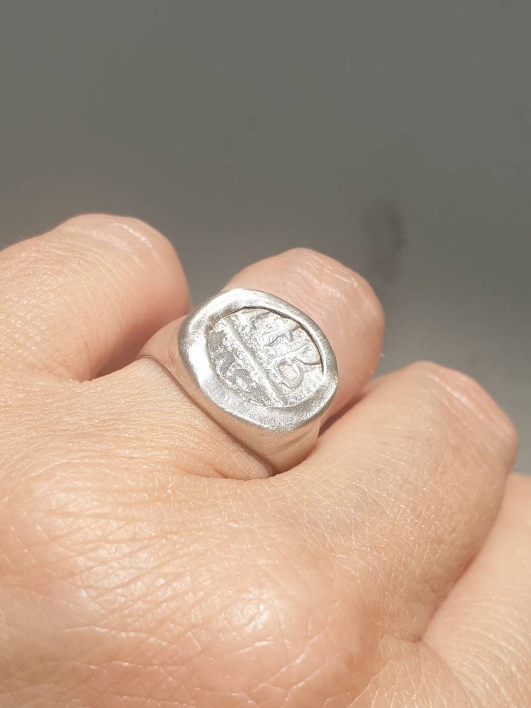 Silver Coin Ring. Pinky Signet Seal Ring. Stamp Ring. Vintage Coin ...