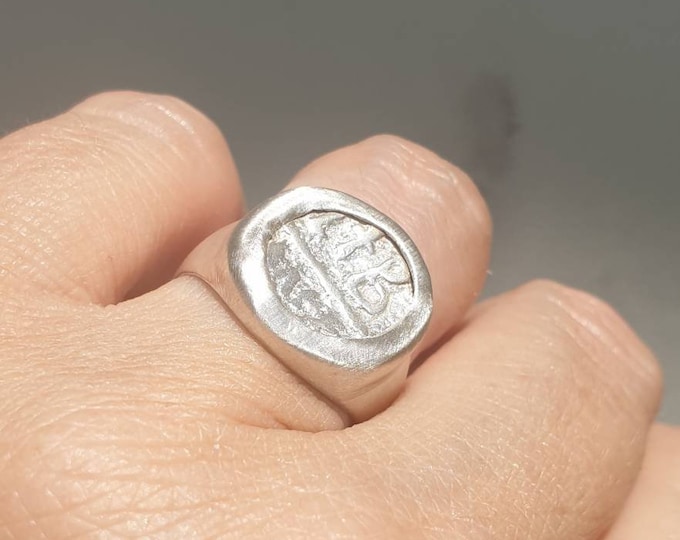 Silver Coin Ring. Pinky Signet Seal Ring. Stamp Ring. Vintage Coin ...