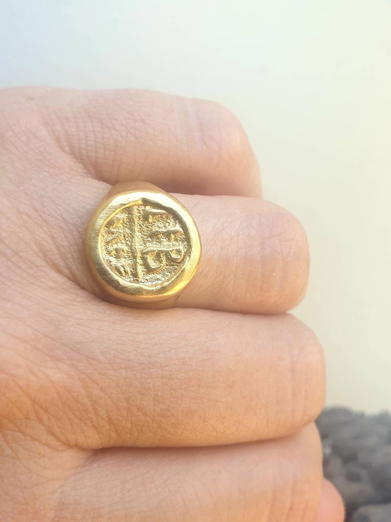 Gold Signet Ring. Coin Gold Seal Ring. Stamp Ring. Signet Coin - Etsy
