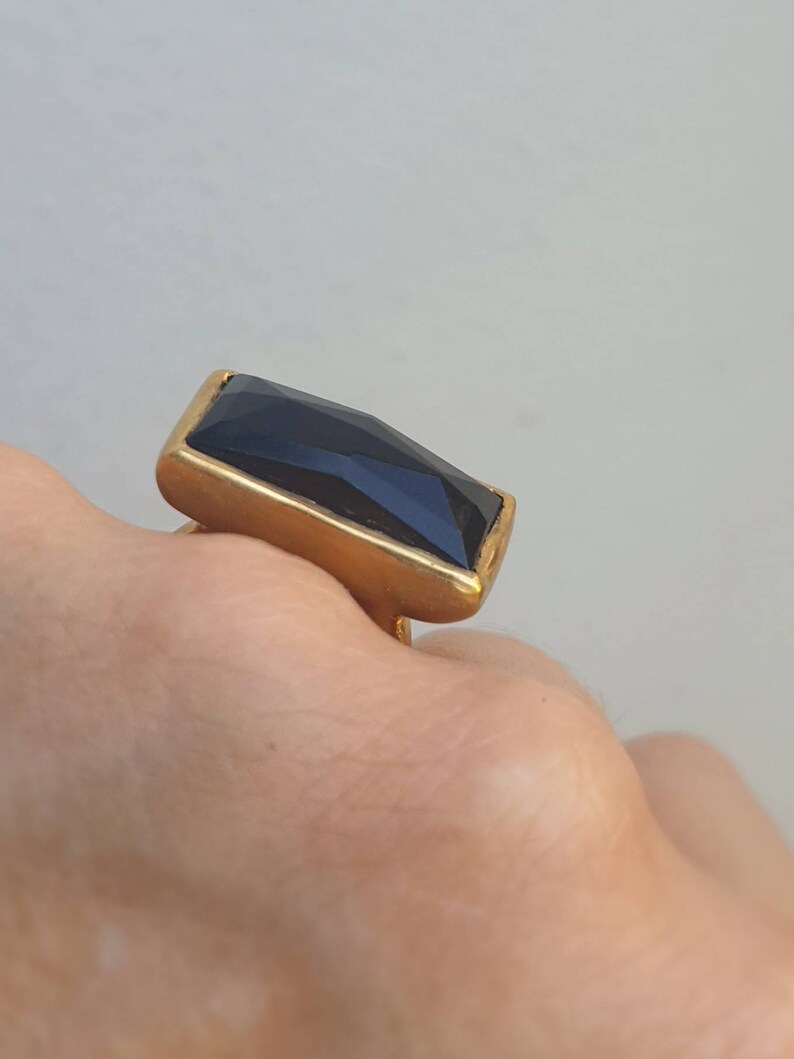Onyx Ring. Rectangle Ring. Gold Big Ring. Gemstone Statement | Etsy