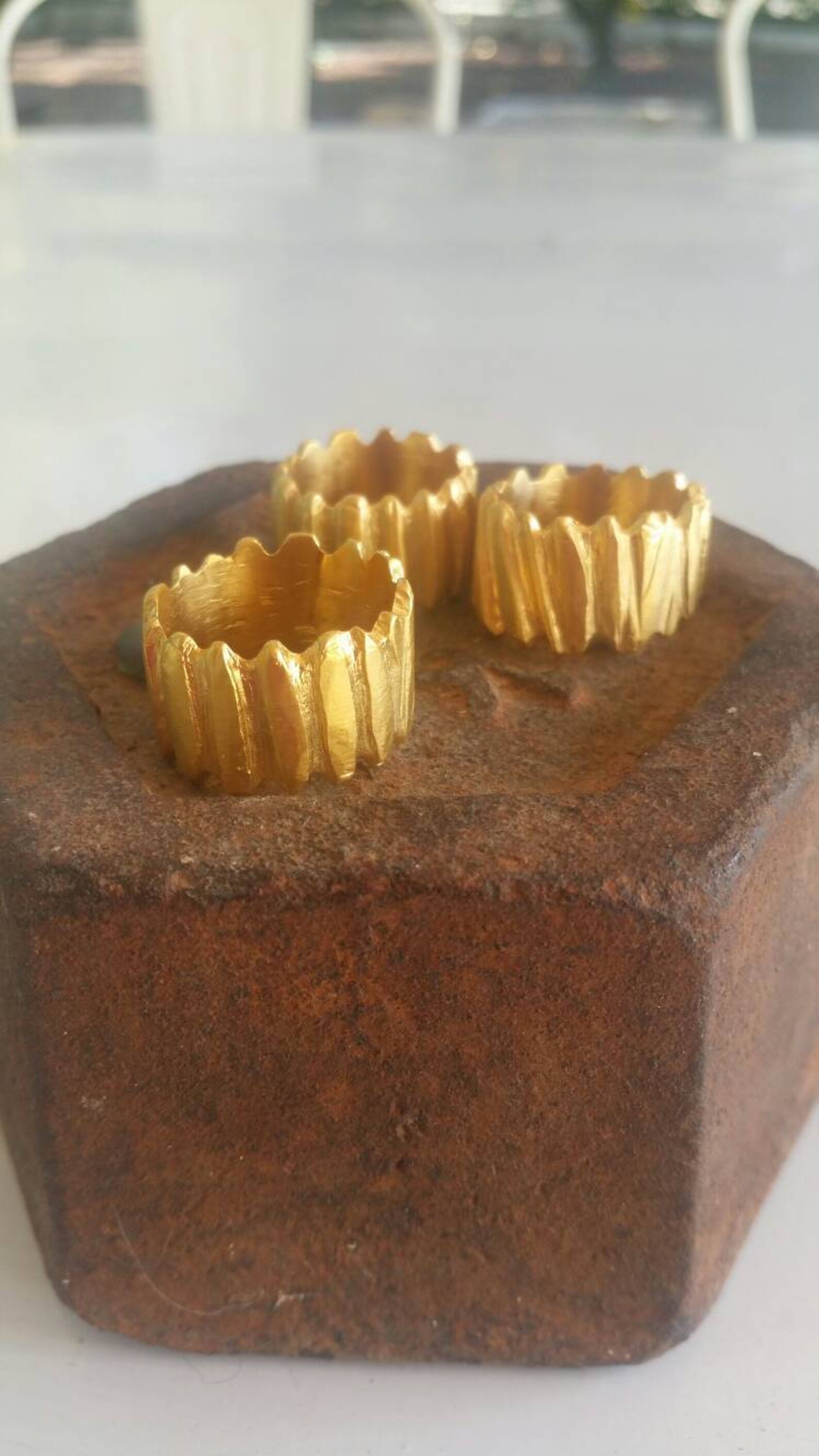 Textured Band Ring. Rustic Gold Ring. Solid Wide Band. - Etsy