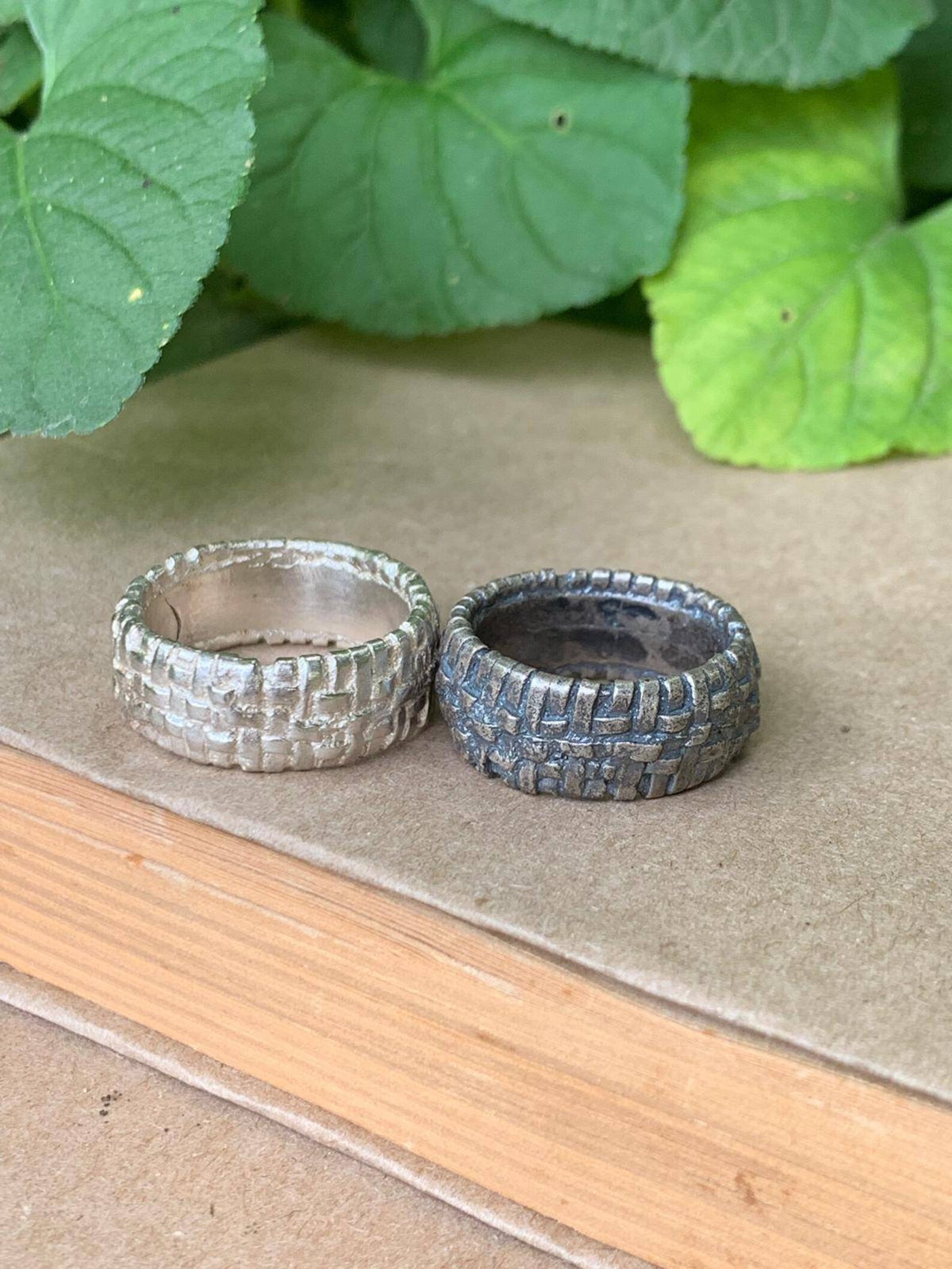 Silver textured band ring. Weaved ring. Rustic silver Ring. | Etsy