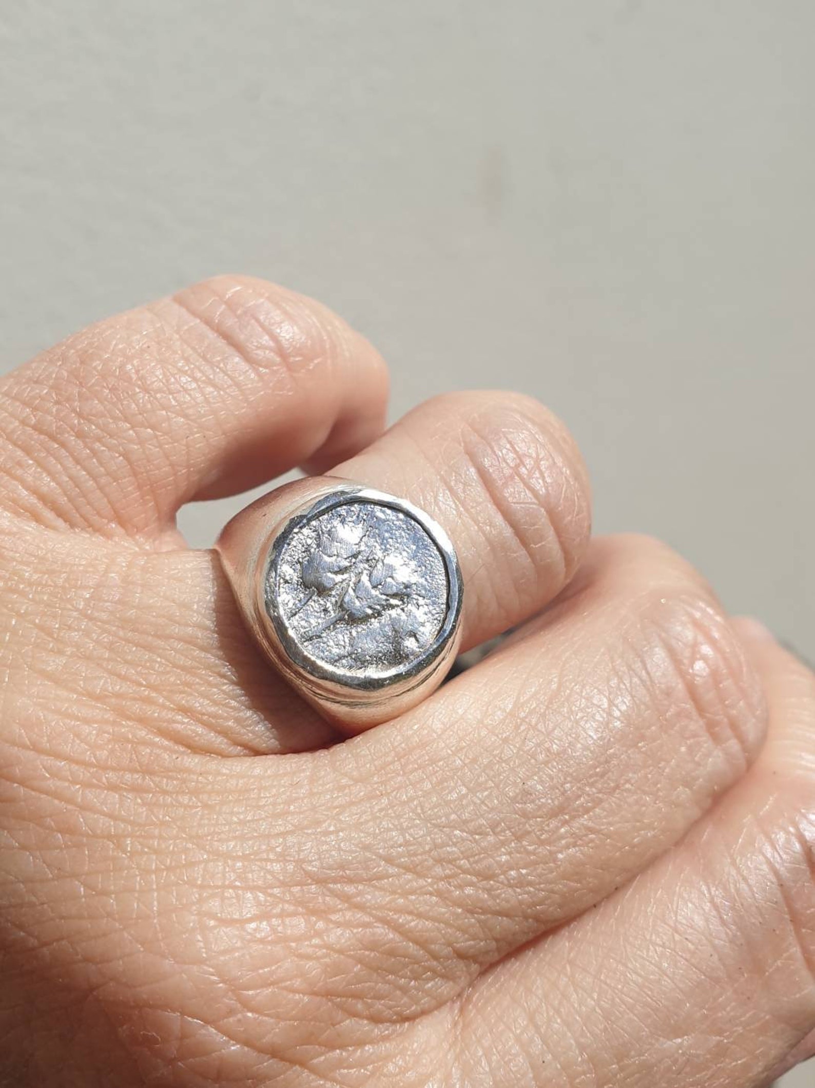 Signet Ring. Coin Ring. Silver Seal Ring. Brass Coin. Signet - Etsy