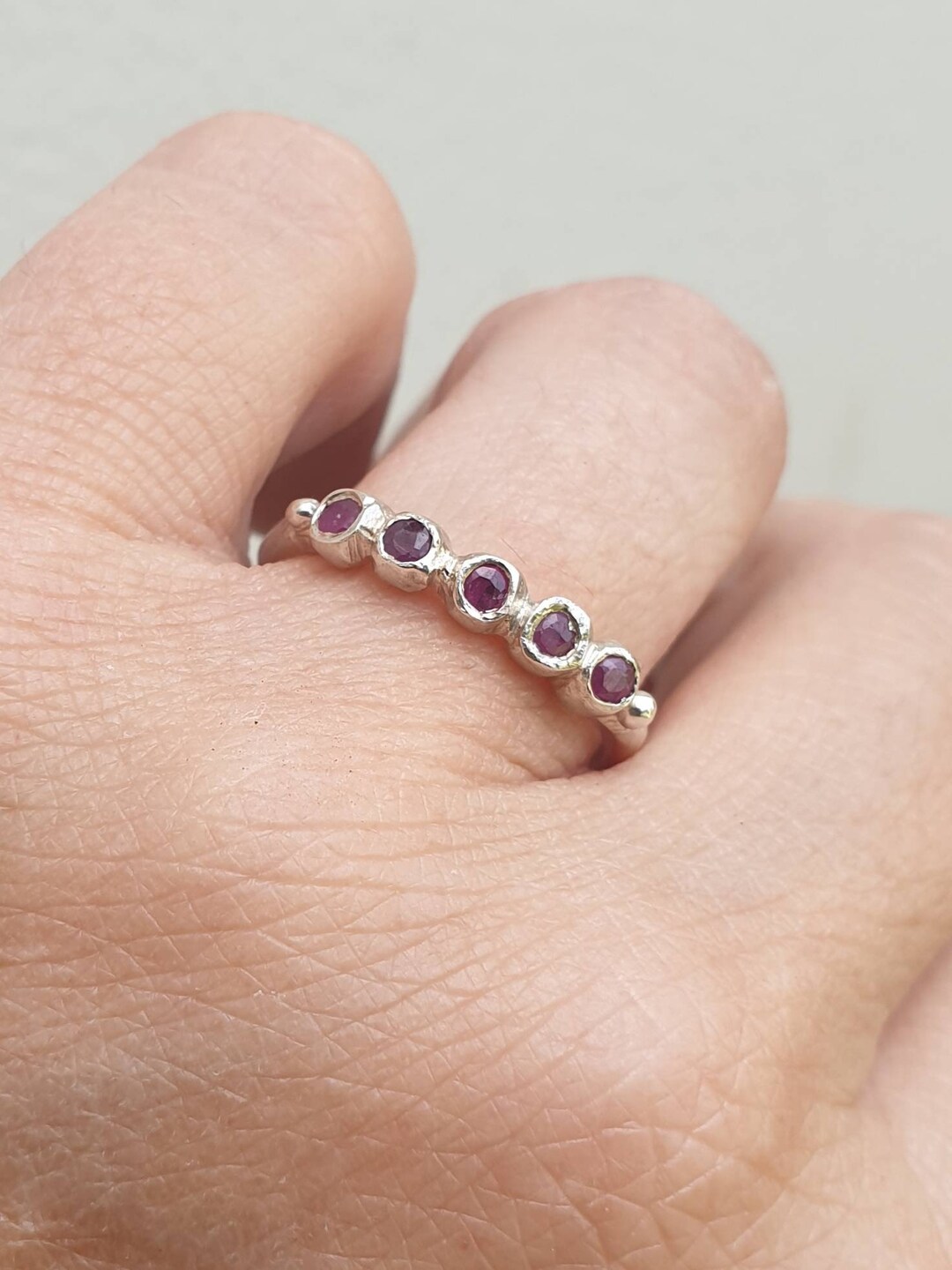 Silver Rubies Ring. Ruby Ring. Silver Ruby Band Ring. July Birthstone ...