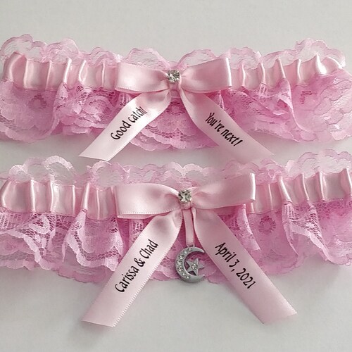 White Lace Garter Set Light Coral Satin Star Fish - Etsy