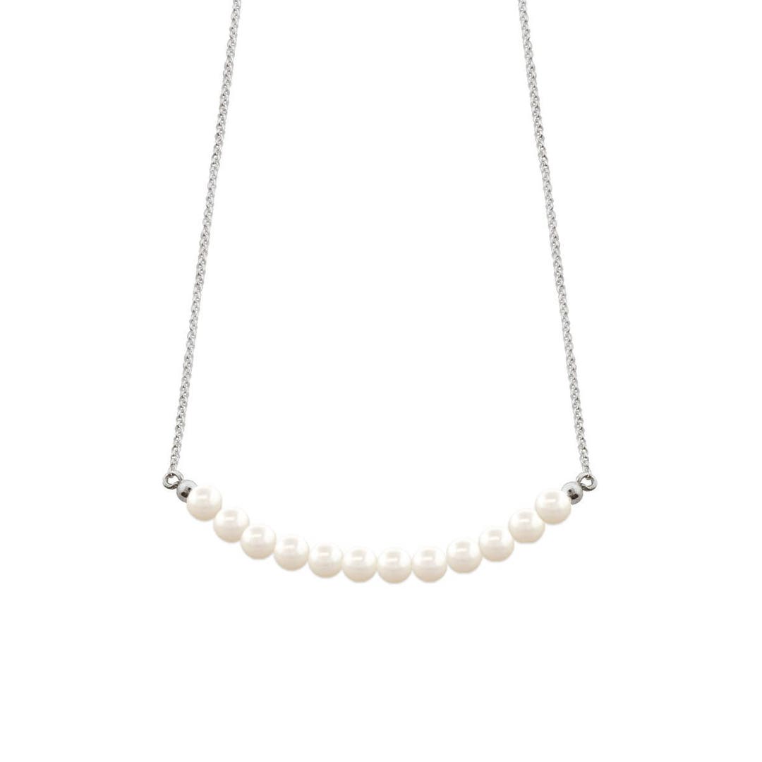 Swarovski Crystal Pearl Necklace: Sterling Silver Rolo Chain, 18 Inch ...