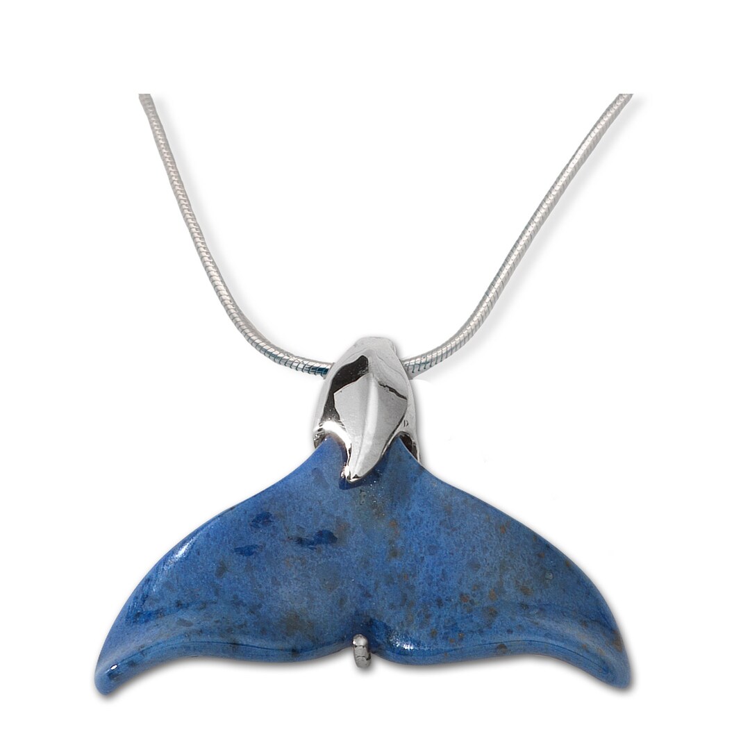 Blue Jasper Whale Tail Pendant - Whale Tail Necklace - 925 Sterling ...