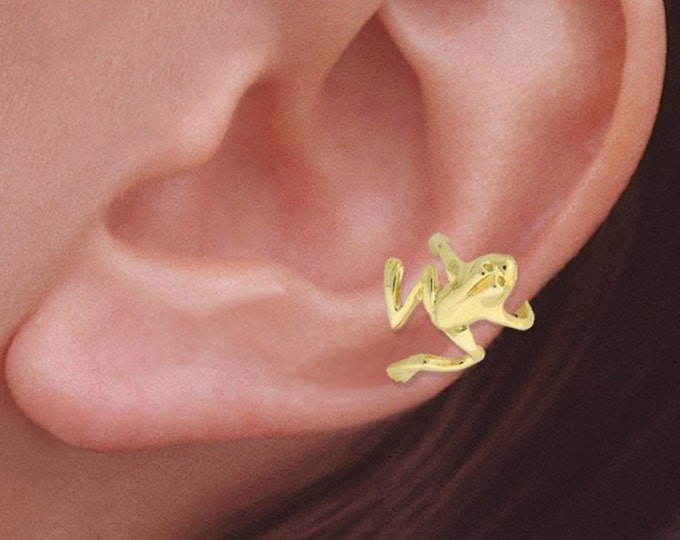 Frog Ear Cuff Gold Ear Climber Nature Earring Gold Frog Simple - Etsy