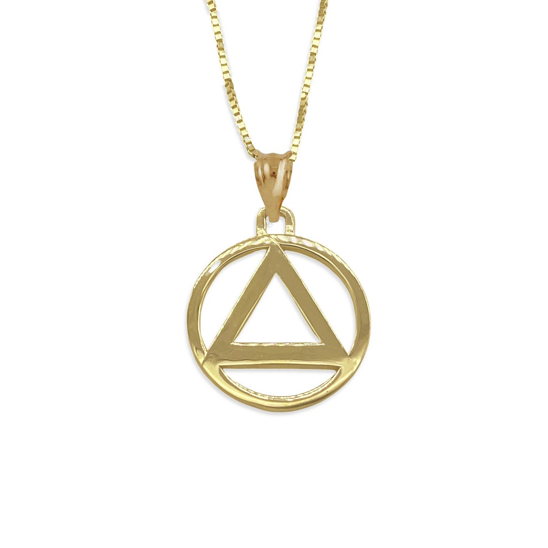 Sobriety Pendant 14k Gold: Recovery Gift Optional Box Chain 18 Inches ...