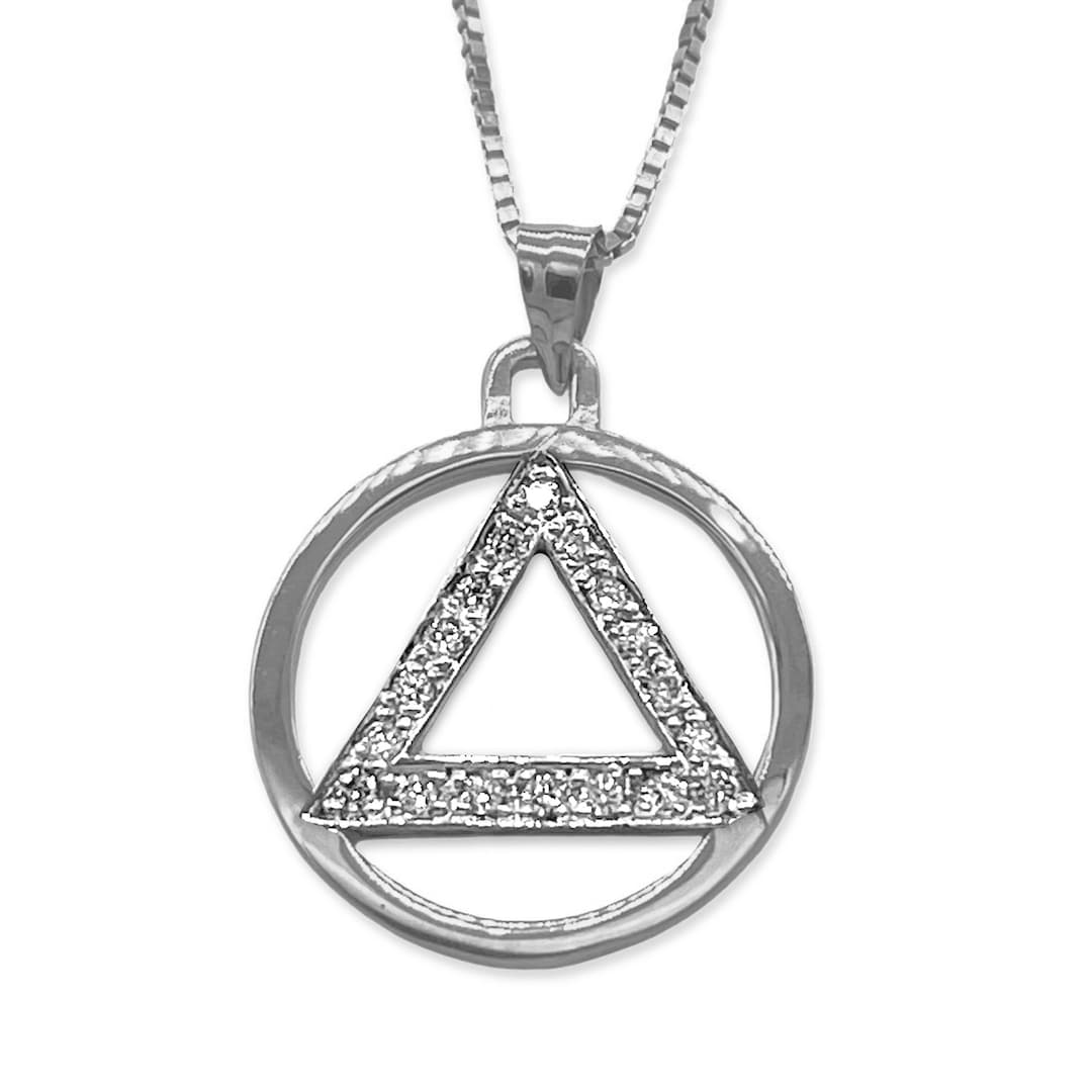 Diamond AA Pendant: 14k White Gold Sobriety Charm - Etsy