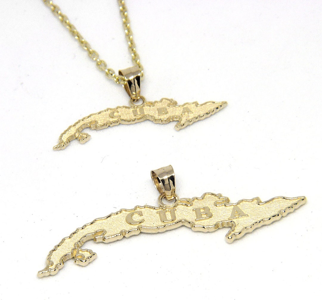 Cuba Island Pendant 14kt Solid Gold – Cuban Heritage Necklace – Martí ...