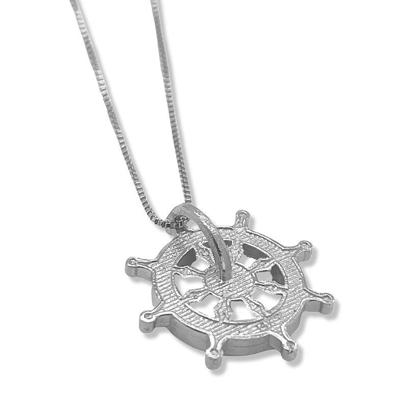 Dharma Wheel Necklace Sterling Silver – Buddhist Pendant, Dharma Wheel ...