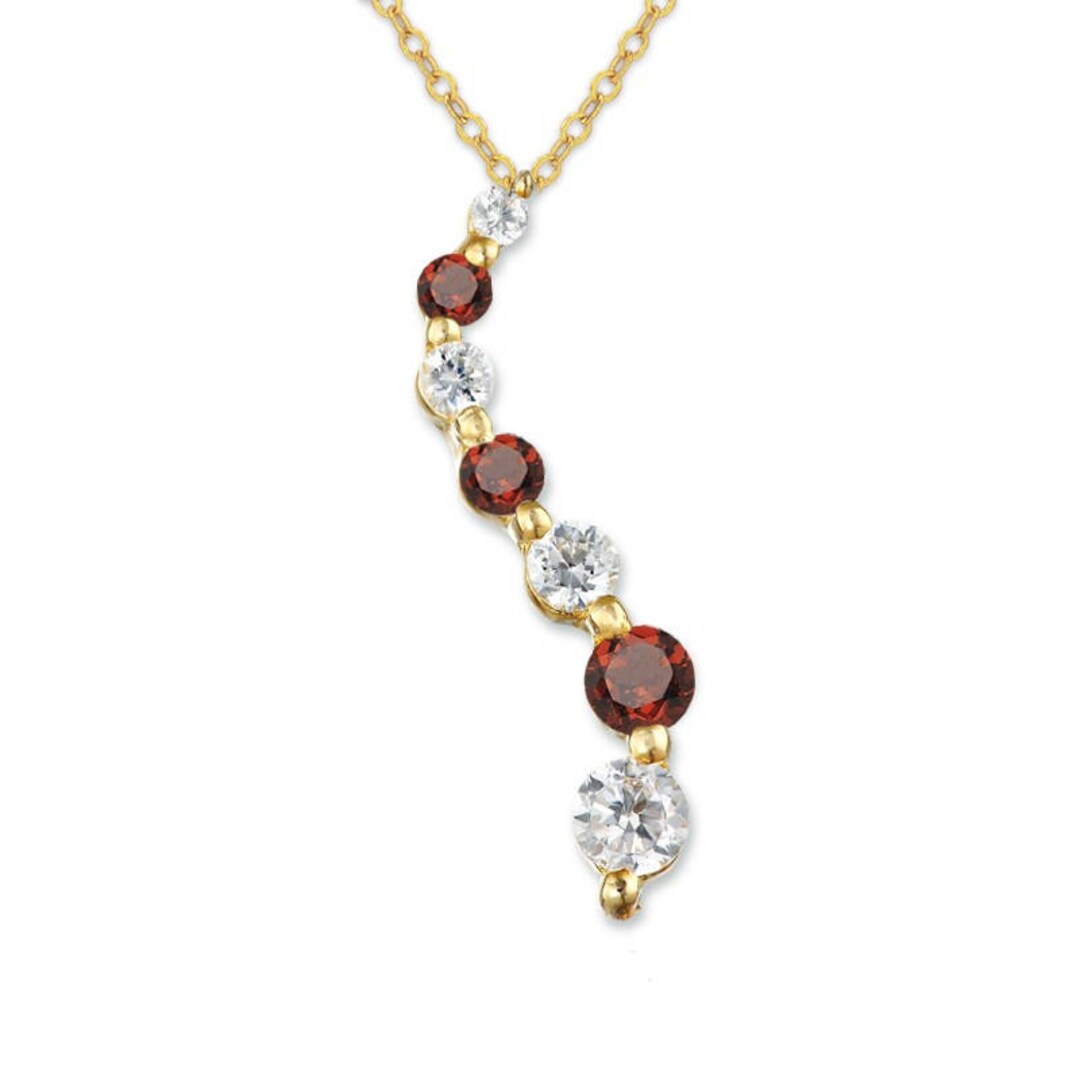 Garnet Cubic Zirconia Journey Pendant Oro Giallo 14k - Etsy Italia