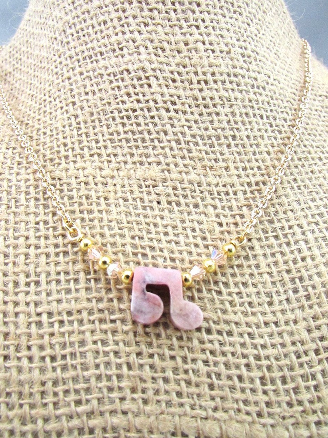 Musical Eighth Note, Rhodonite Note, Rhodonite Gemstone Necklace ...