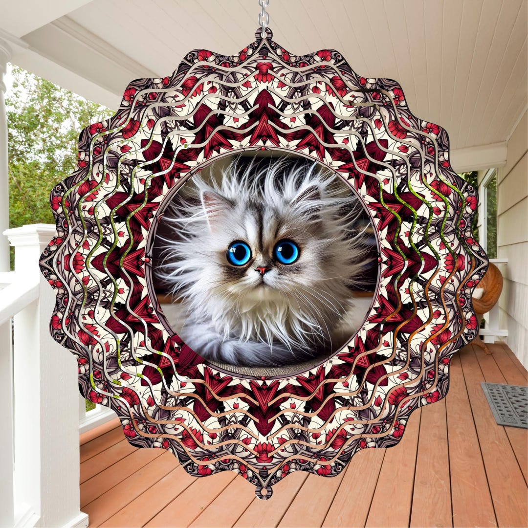 Blue Eyed Sad Little Kitten Wind Spinner, Kitty Cat Wind Spinner, Cat ...