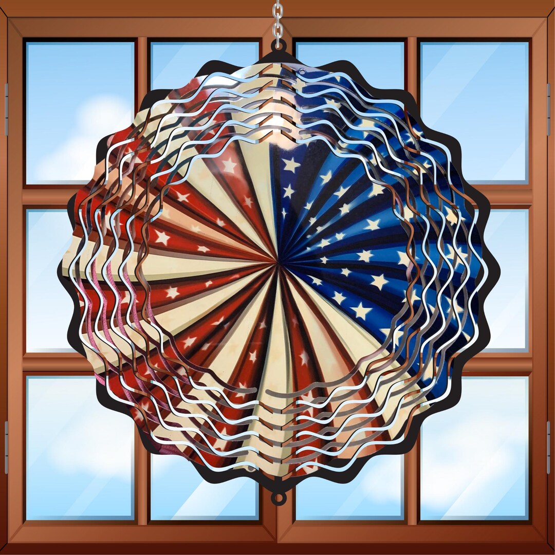 American Flag Circular Wind Spinner, Patriotic Flag Wind Spinner, Red ...