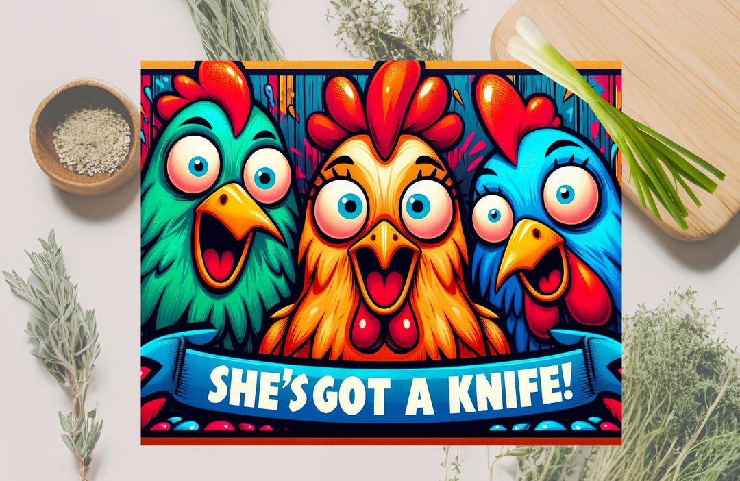 Chicken She's Got Knife Crime Scene Board: Tempered Glass Trivet ...