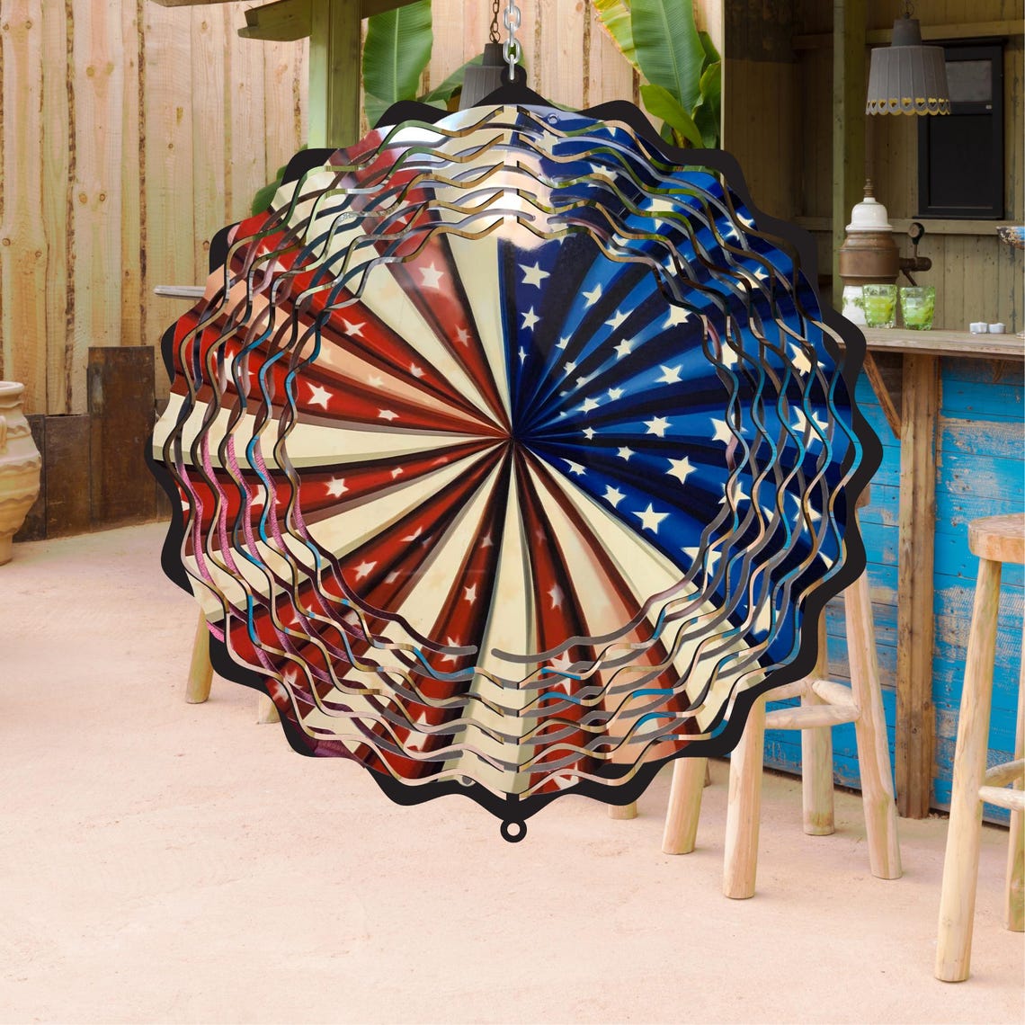 American Flag Circular Wind Spinner, Patriotic Flag Wind Spinner, Red ...