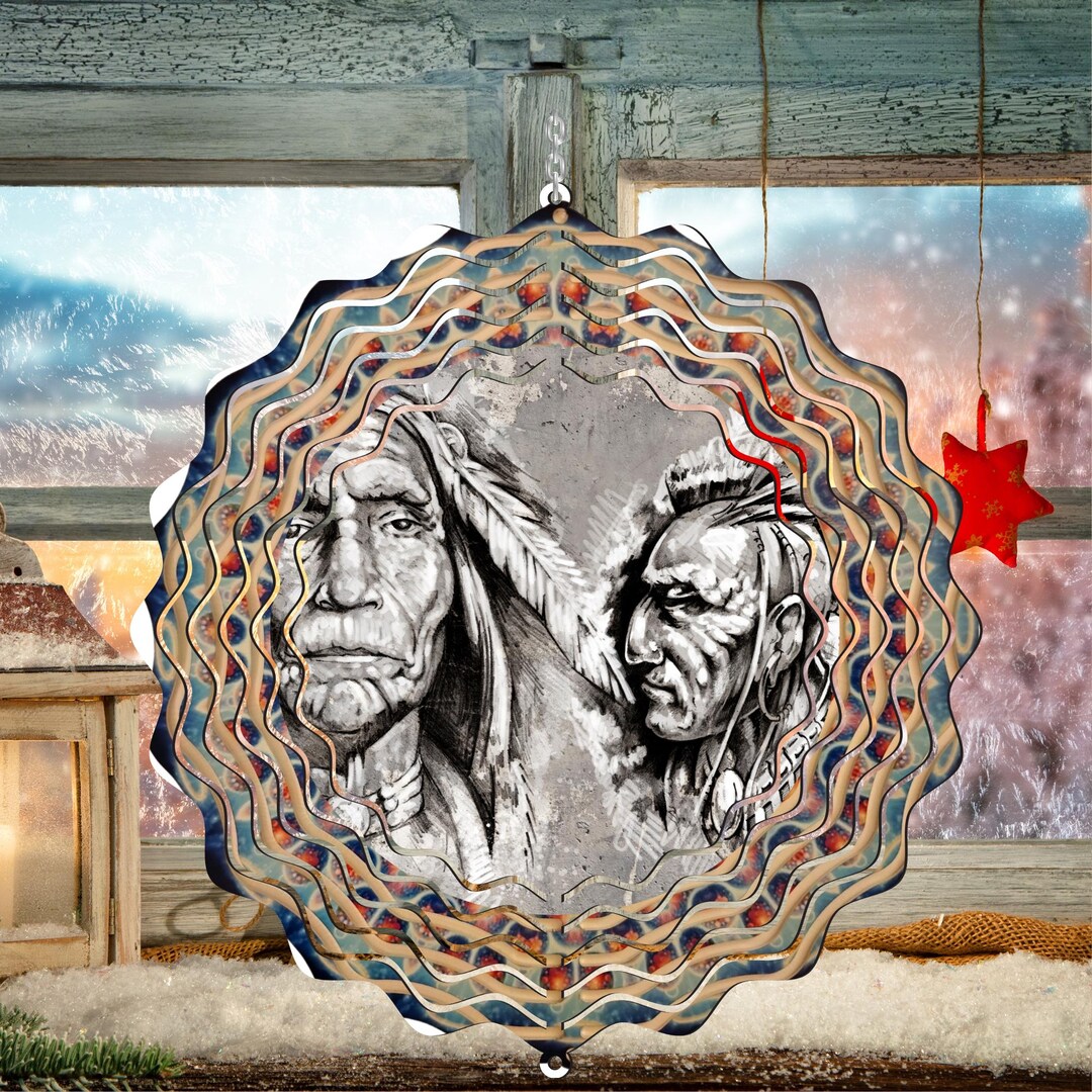 Native American Warrior Wind Spinner: Patriotic Garden Decor - Etsy