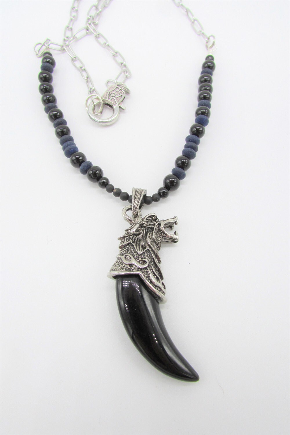 Solid Black Onyx Claw in Wolf Head Amulet With Onyx Gemstones - Etsy