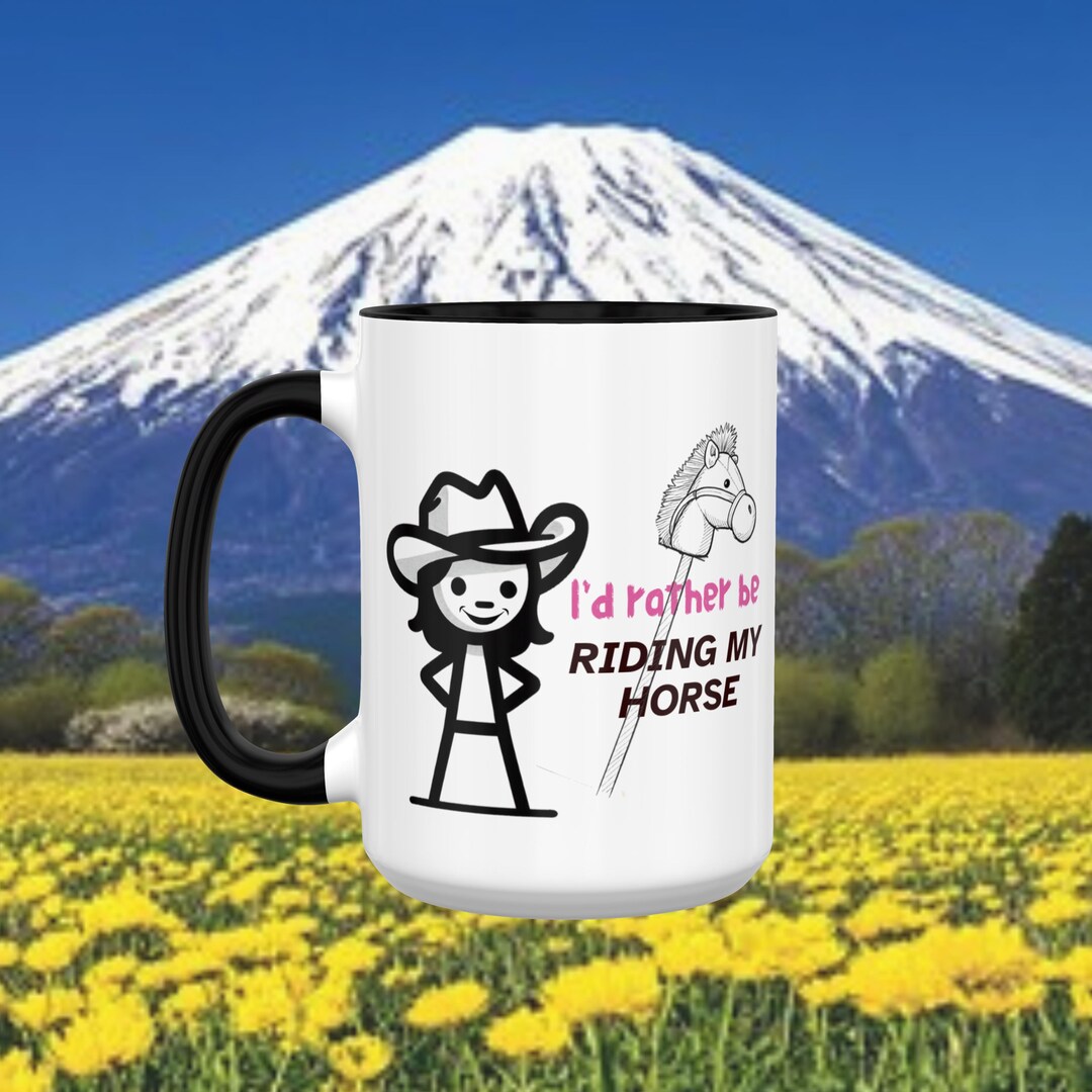 Rather Be Riding My Horse: Simple Stick Girl 15 Ounce Ceramic Mug - Etsy