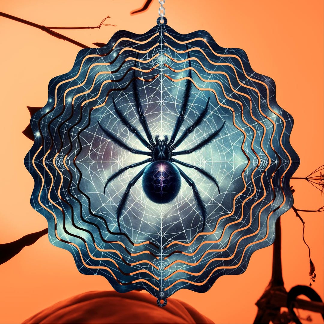 Black Widow Spider Web Wind Spinner: Gothic Porch Decor - Etsy