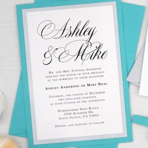 AQUA Wedding Invitations, Beautiful Turquoise and Silver Wedding ...