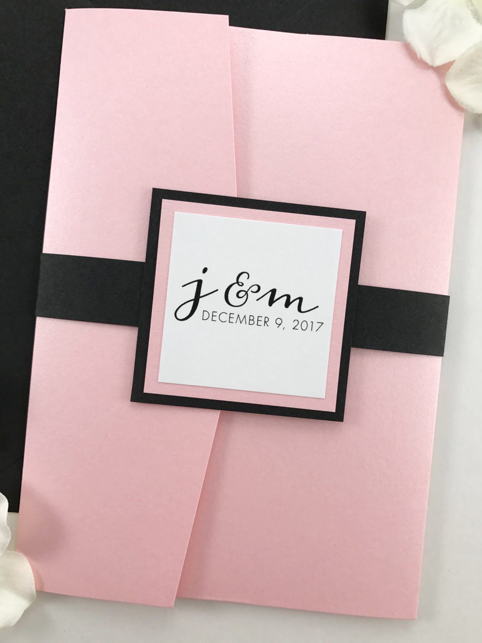 Cute Pink and Black Modern Calligraphy Script Wedding - Etsy