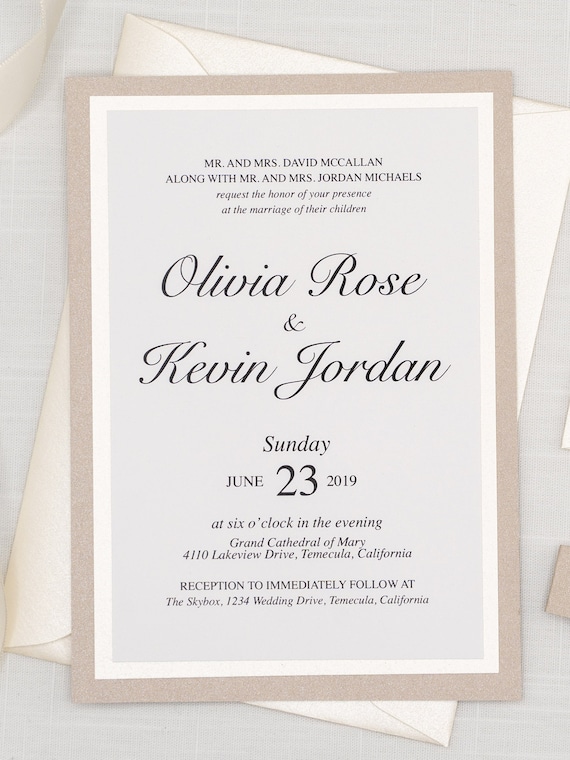Beige wedding invitation Cream wedding invitation set Wedding ...