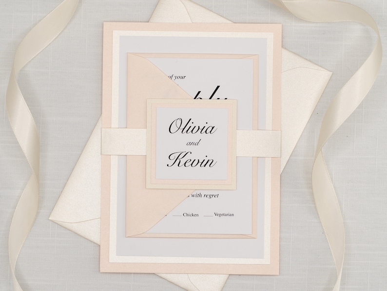 BLUSH AND IVORY Wedding Invitations Blush Peach and Cream - Etsy