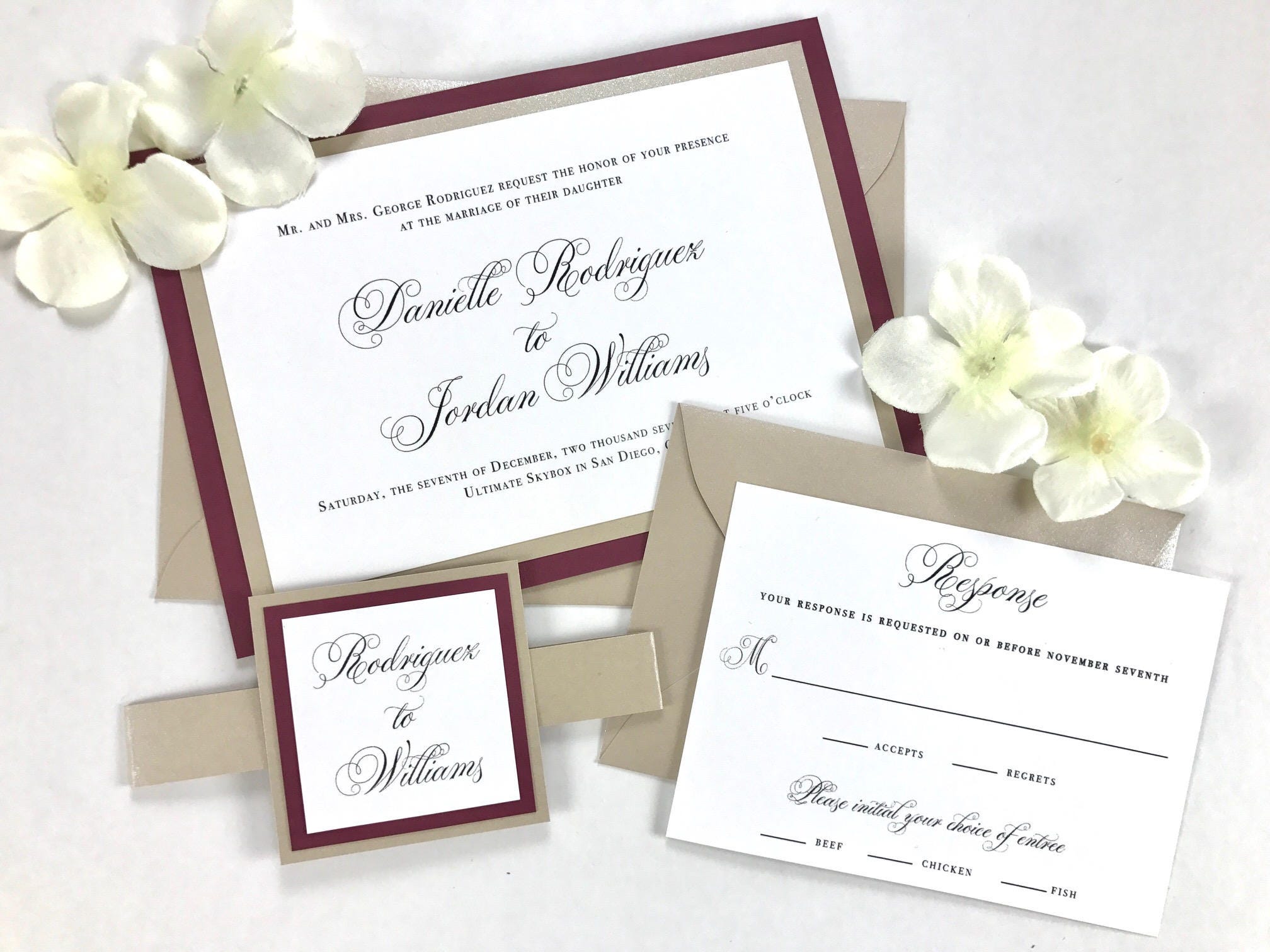 Full Wedding Invitation Set Invitation RSVP Card Envelopes - Etsy