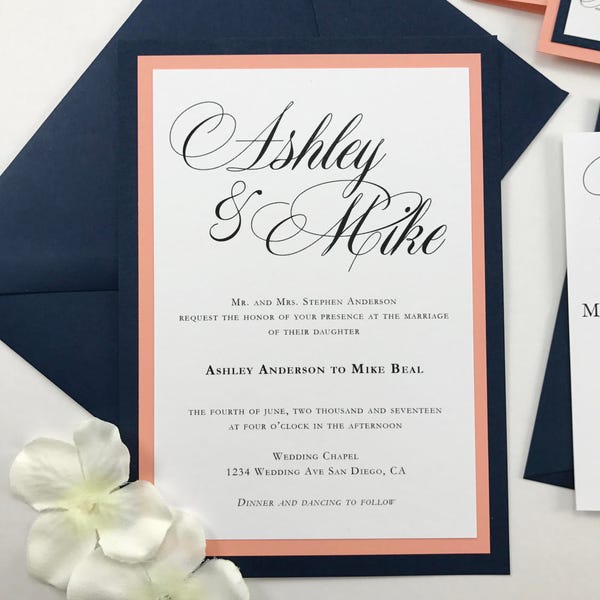 Coral and Navy - Etsy