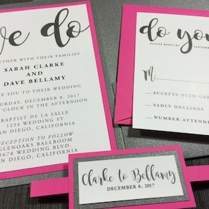 Pink and Gray Wedding Invitations, Hot Pink Wedding, Fun Wedding ...