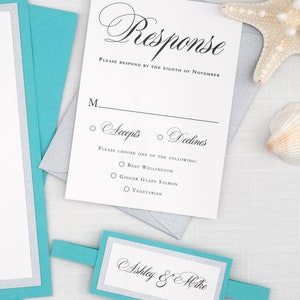 AQUA Wedding Invitations, Beautiful Turquoise and Silver Wedding ...