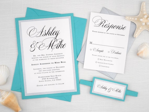 Invitaciones De Boda De Color Azul Agua