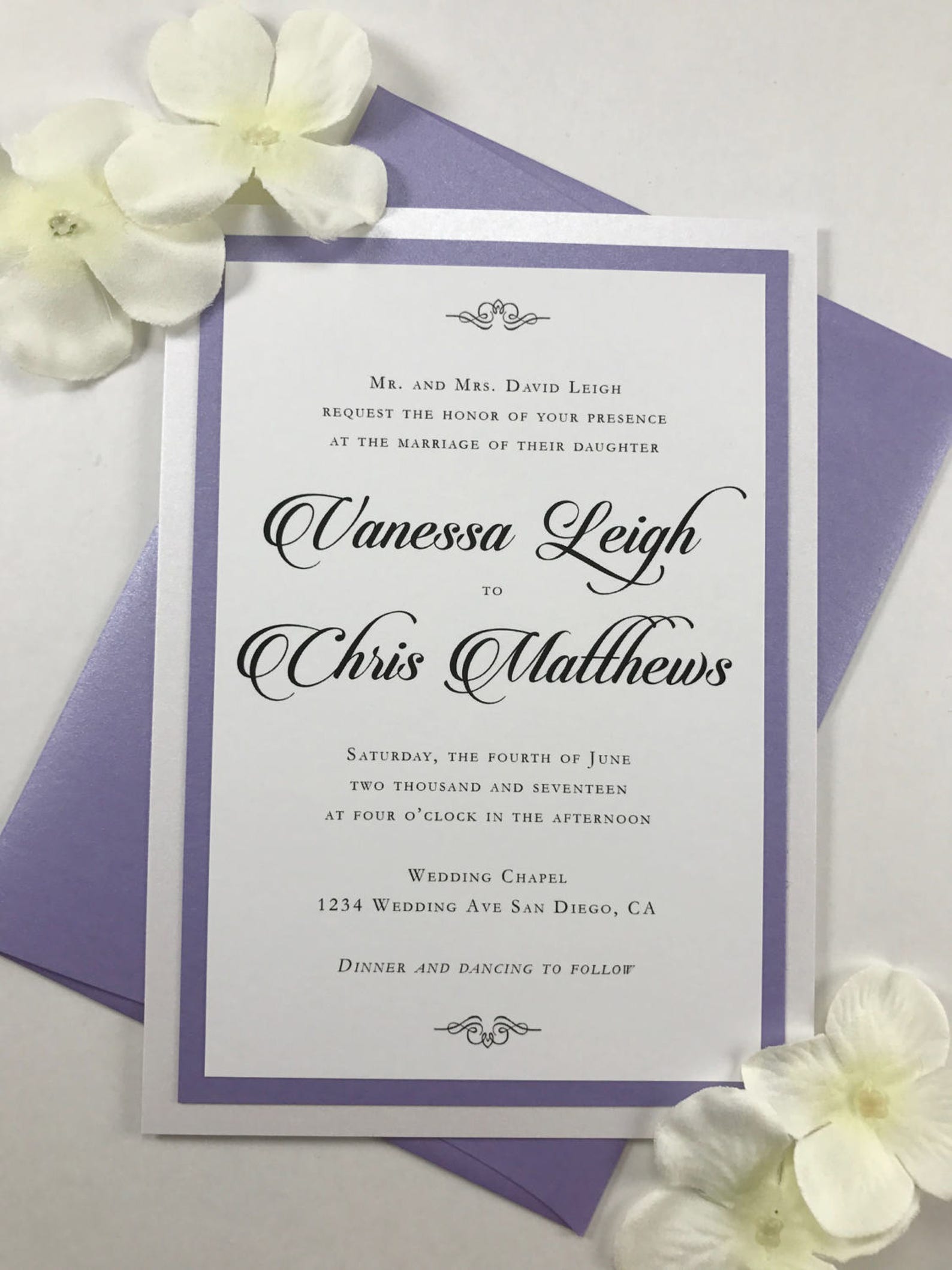 Purple Wedding Invites Pearl White and Lavender Elegant - Etsy