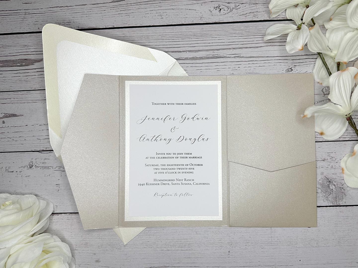 Beige Shimmer Wedding Invitation Set: Elegant Champagne & Ivory - Etsy
