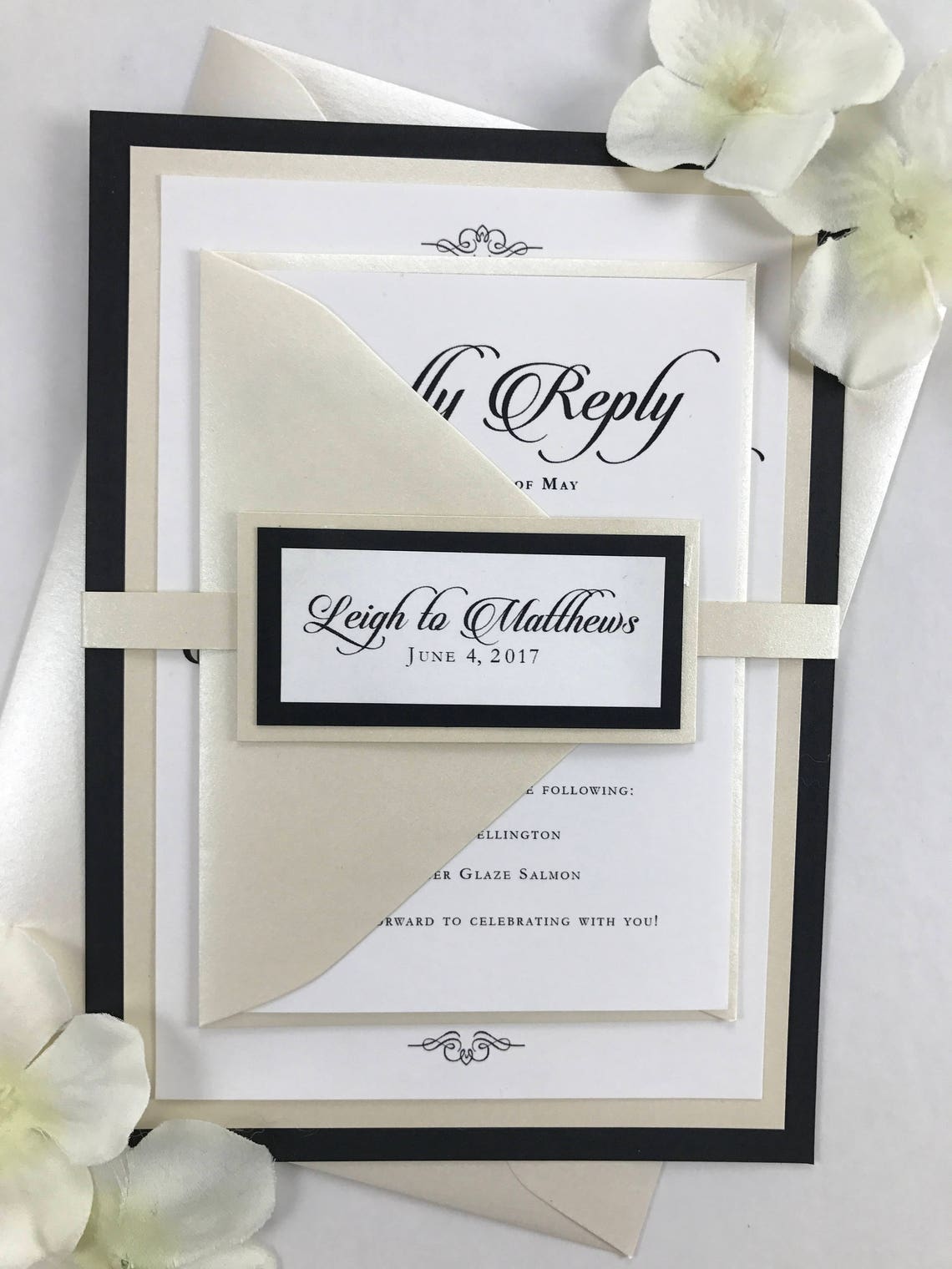 Elegant Wedding Invitations in Black and Ivory Wedding - Etsy