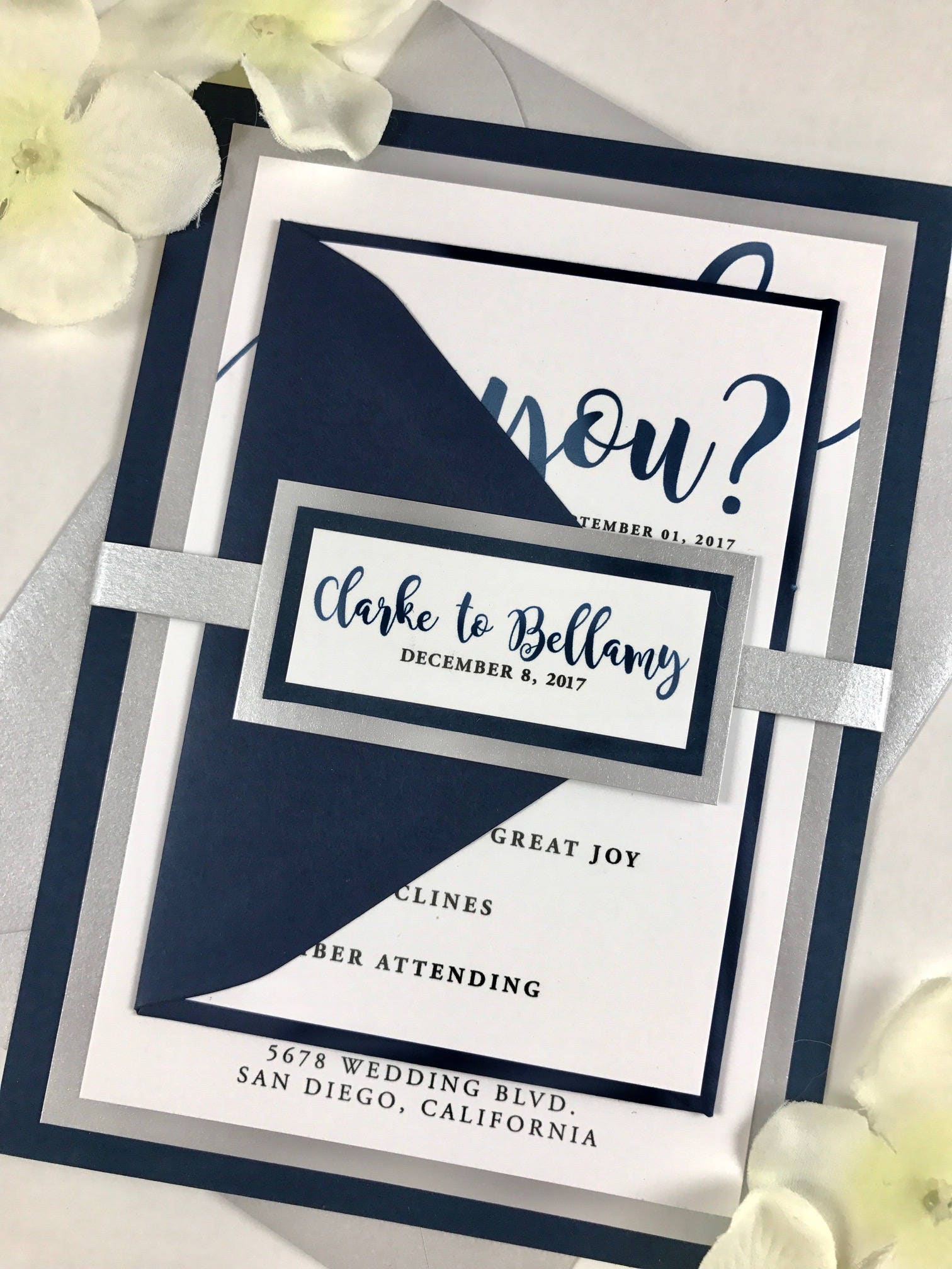 Unique Modern Wedding Invites Elegant Calligraphy Wedding | Etsy