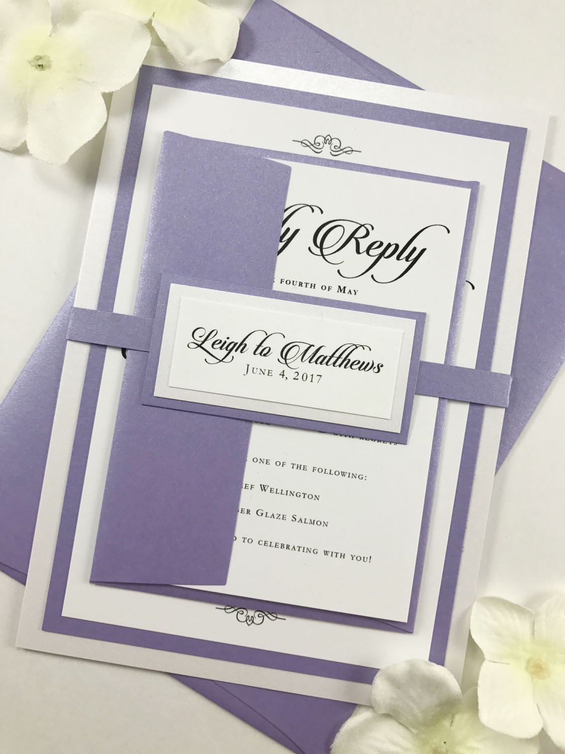 Purple Wedding Invites Pearl White and Lavender Elegant - Etsy