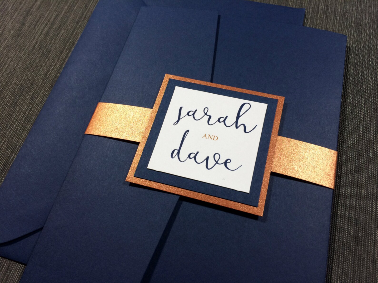 Copper Wedding Invitations Calligraphy Navy Wedding Copper - Etsy