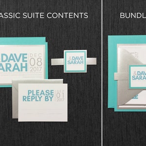 Aqua and Silver Wedding Invitations, Modern Chic Blue Wedding, Teal ...