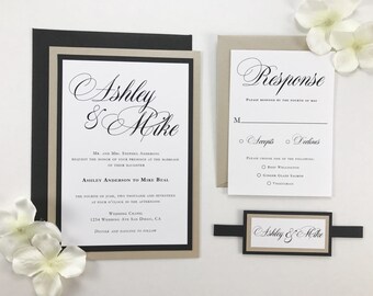 Modern Script Wedding Invitations Elegant Calligraphy Classic | Etsy